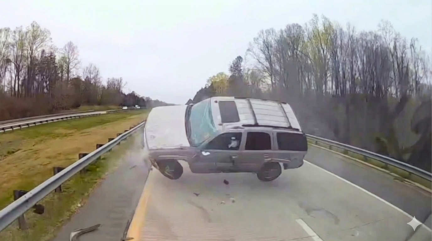 When a brutal impact sent a car rolling