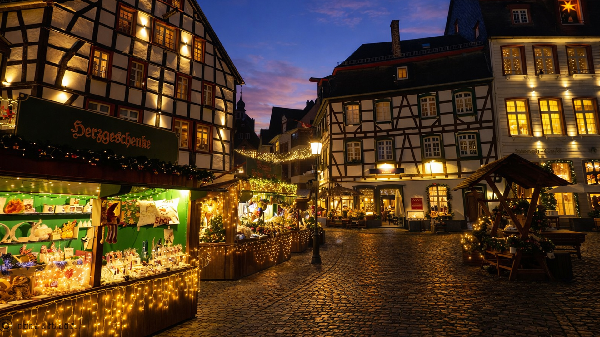 Monschau Germany: Medieval town at Christmas (4K)