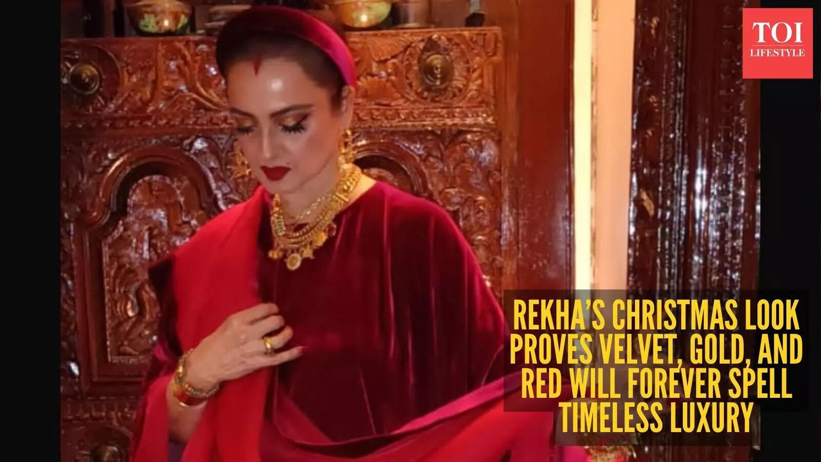 Rekha does Christmas the only way she knows - draped in luxe velvet ...