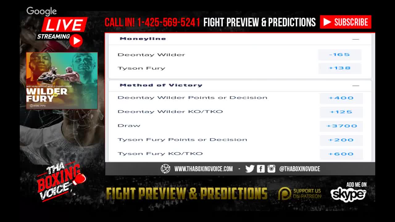 🔴My boxing bets: 💰Betting line Wilder -165 vs Fury +138 🤑