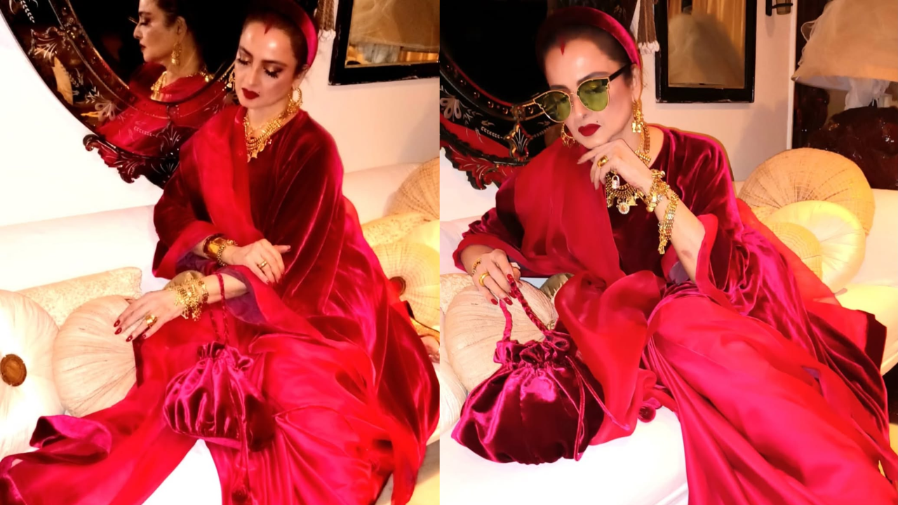 Rekha does Christmas the only way she knows - draped in luxe velvet ...