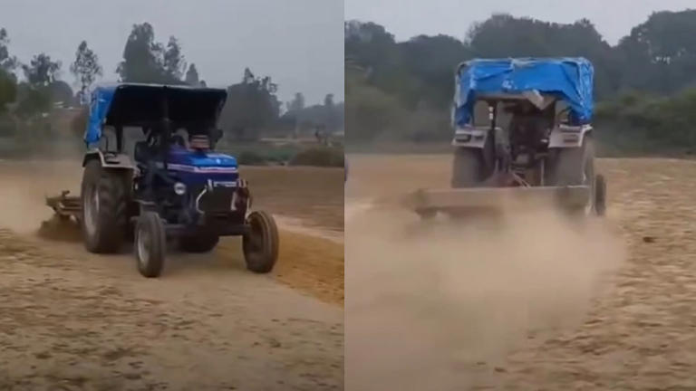 Viral video shows man using tractor to plough ground after he was ...