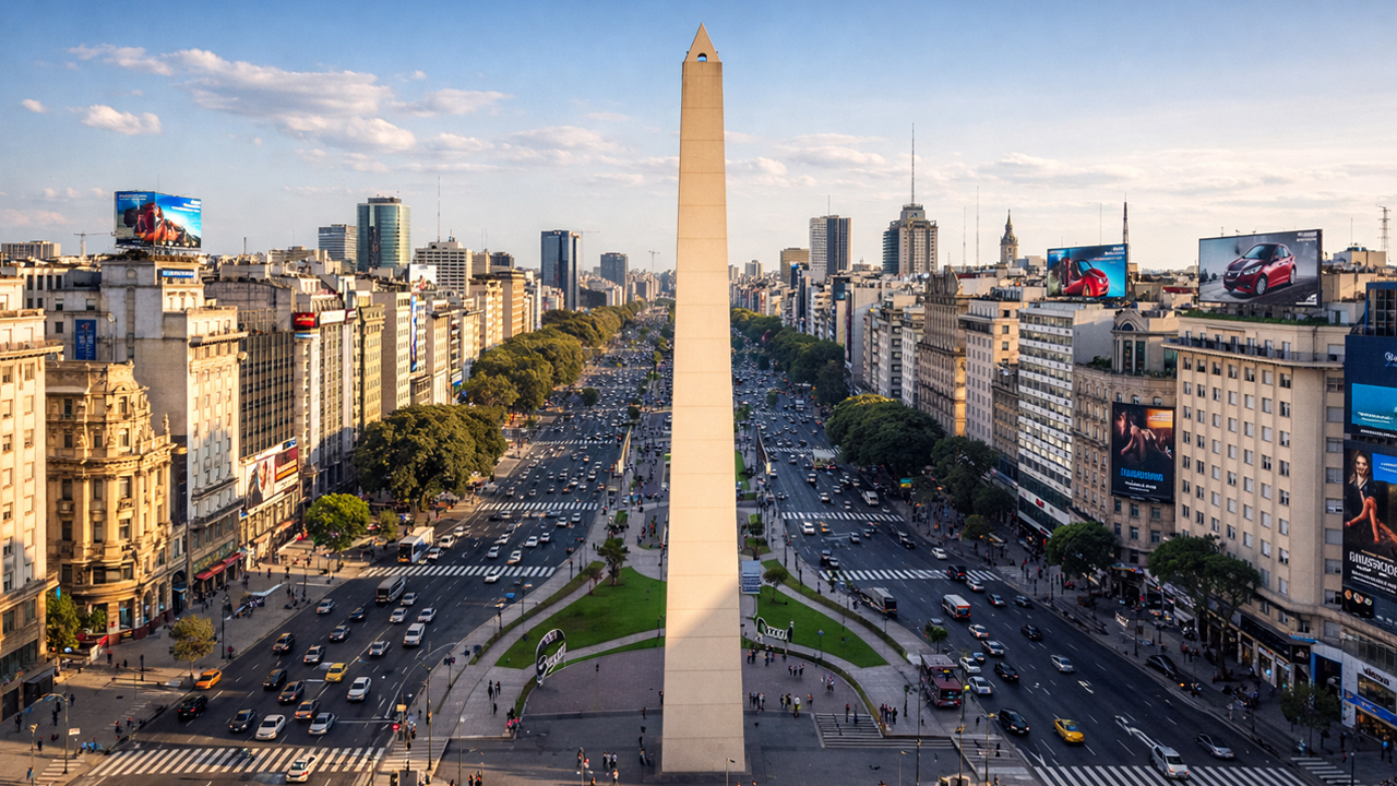 Hoe druk is Avenida Corrientes vanuit de lucht?
