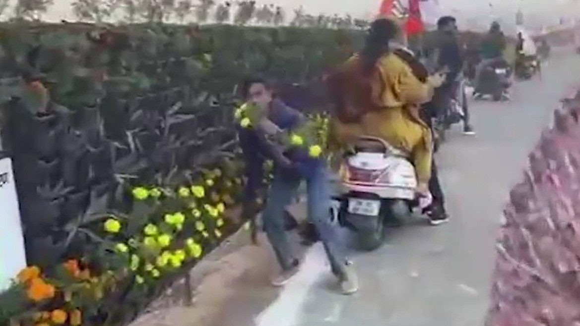 Video: Lucknow locals steal flower pot used to decorate roads for PM's ...