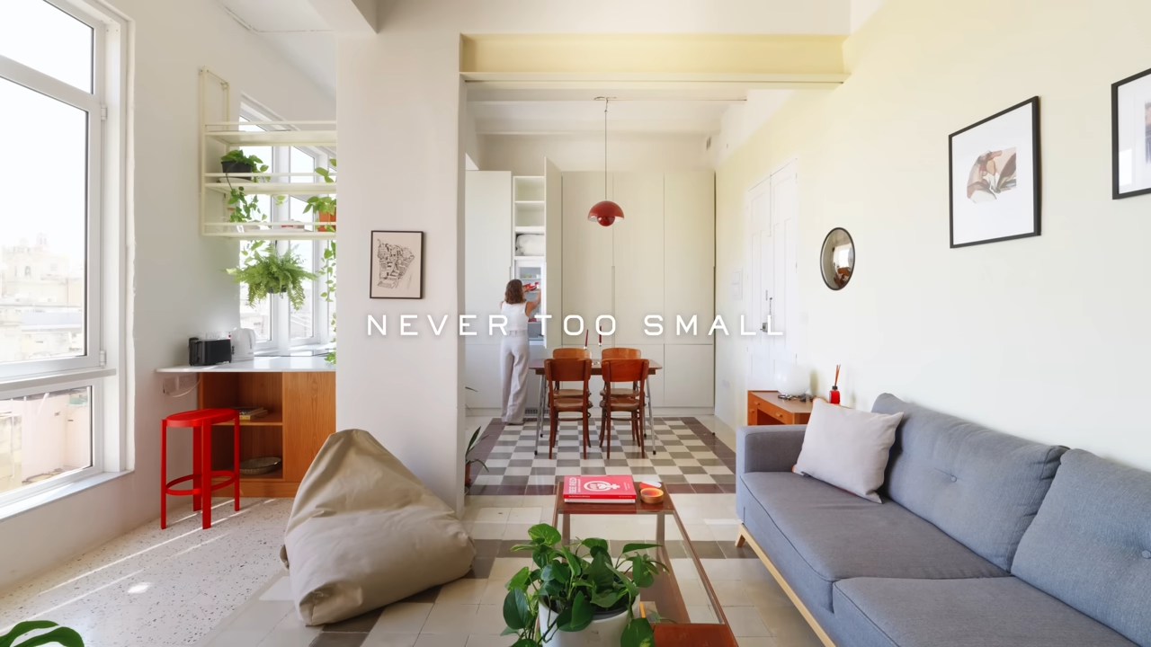 Architect transforms a tiny abandoned Malta apartment into a bright home