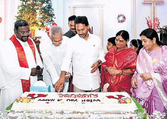 YSRCP chief Jagan attends Christmas prayers at Pulivendula