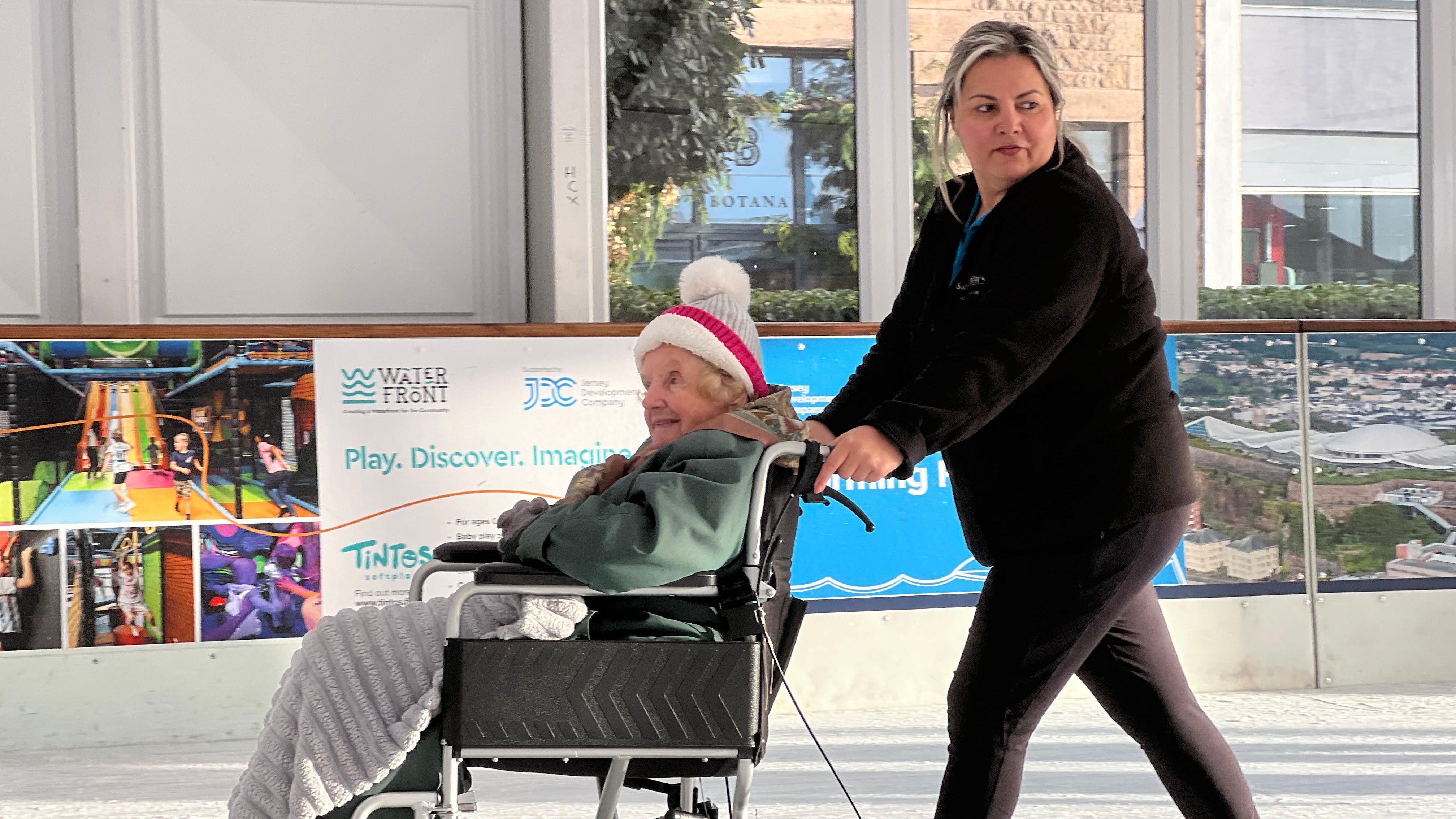 Care home residents take to ice rink