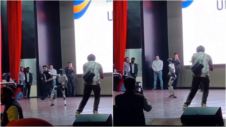 Dancing robot grooves to FA9LA at IIT Bombay. Video is viral