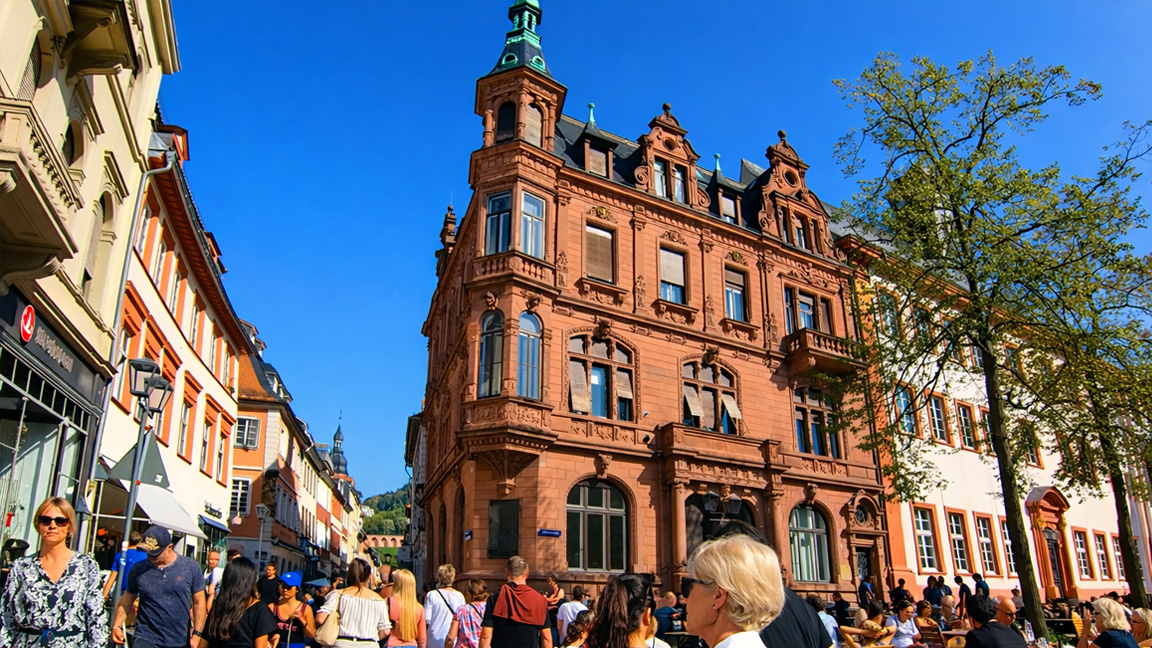 Het dagelijks leven in de oude binnenstad van Heidelberg
