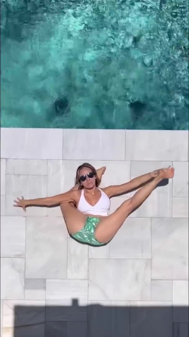 How to supine leg behind the head straddle split yoga pose #shorts