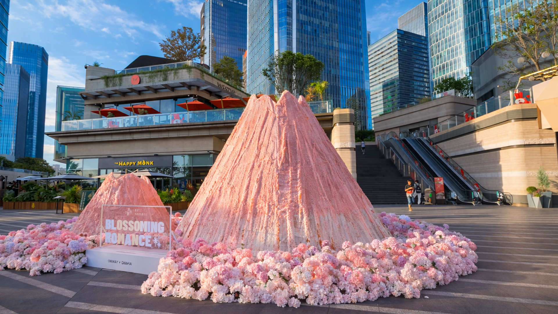 Romantische kunstinstallatie verrast centrum van Shenzhen