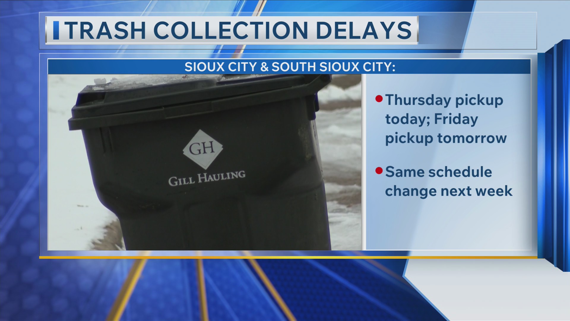 Trash collection delays