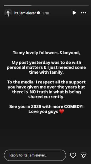 Comedian Jamie Lever announces social media break, clarifies not due to ...