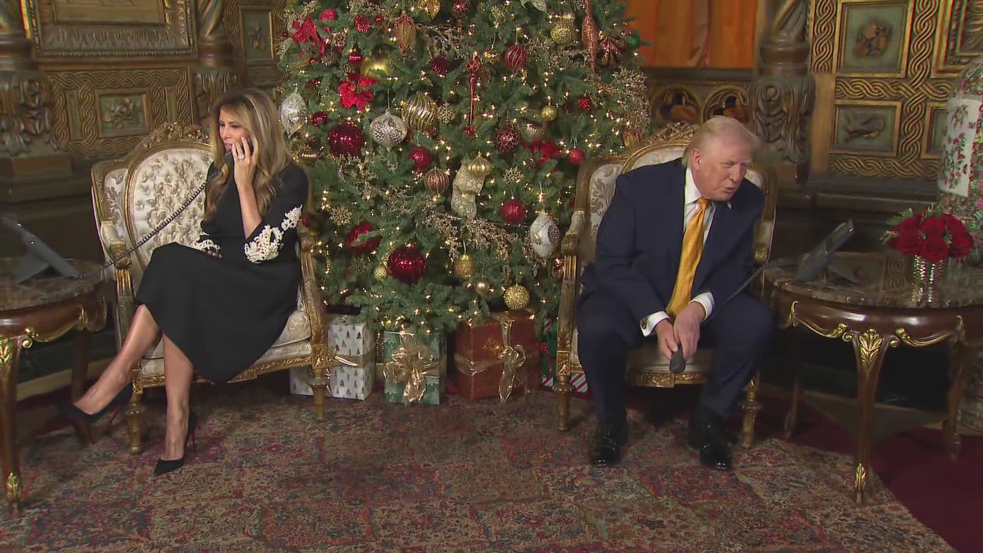 Trump & first lady take Christmas calls from kids across US