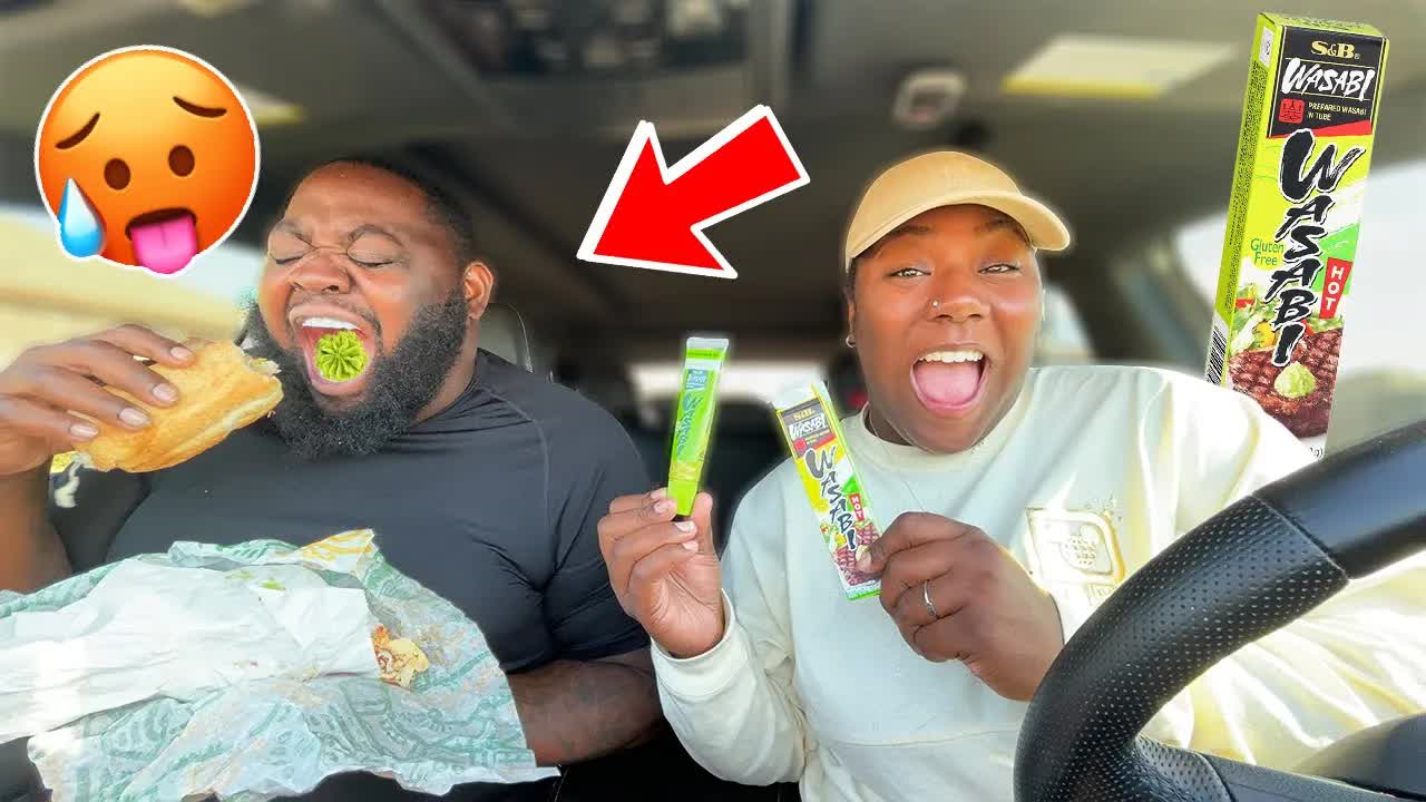 Putting wasabi in my husband's Subway sandwich! Insane reaction