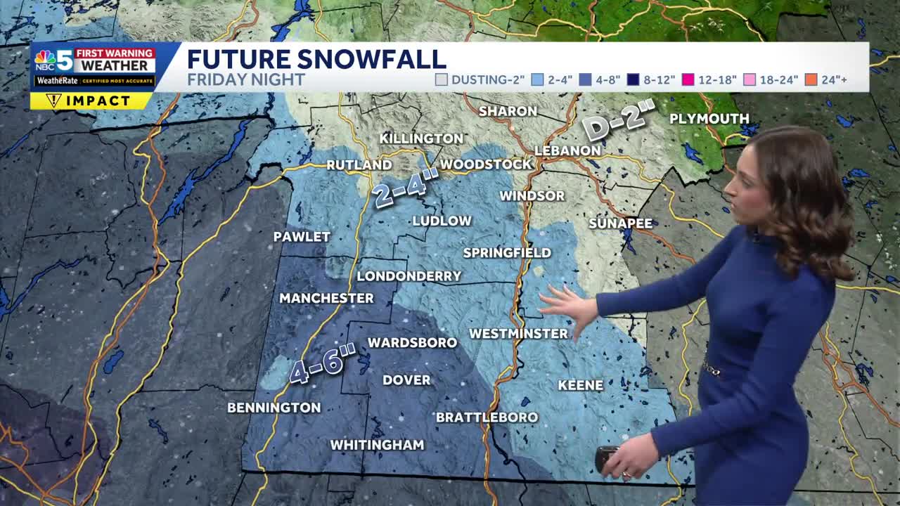 Very cold Friday, snow moves in overnight in Vermont, New York (12-26-25)