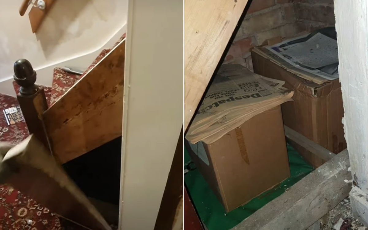 Friends buy home—not ready for what’s in sealed boxes hidden behind panel