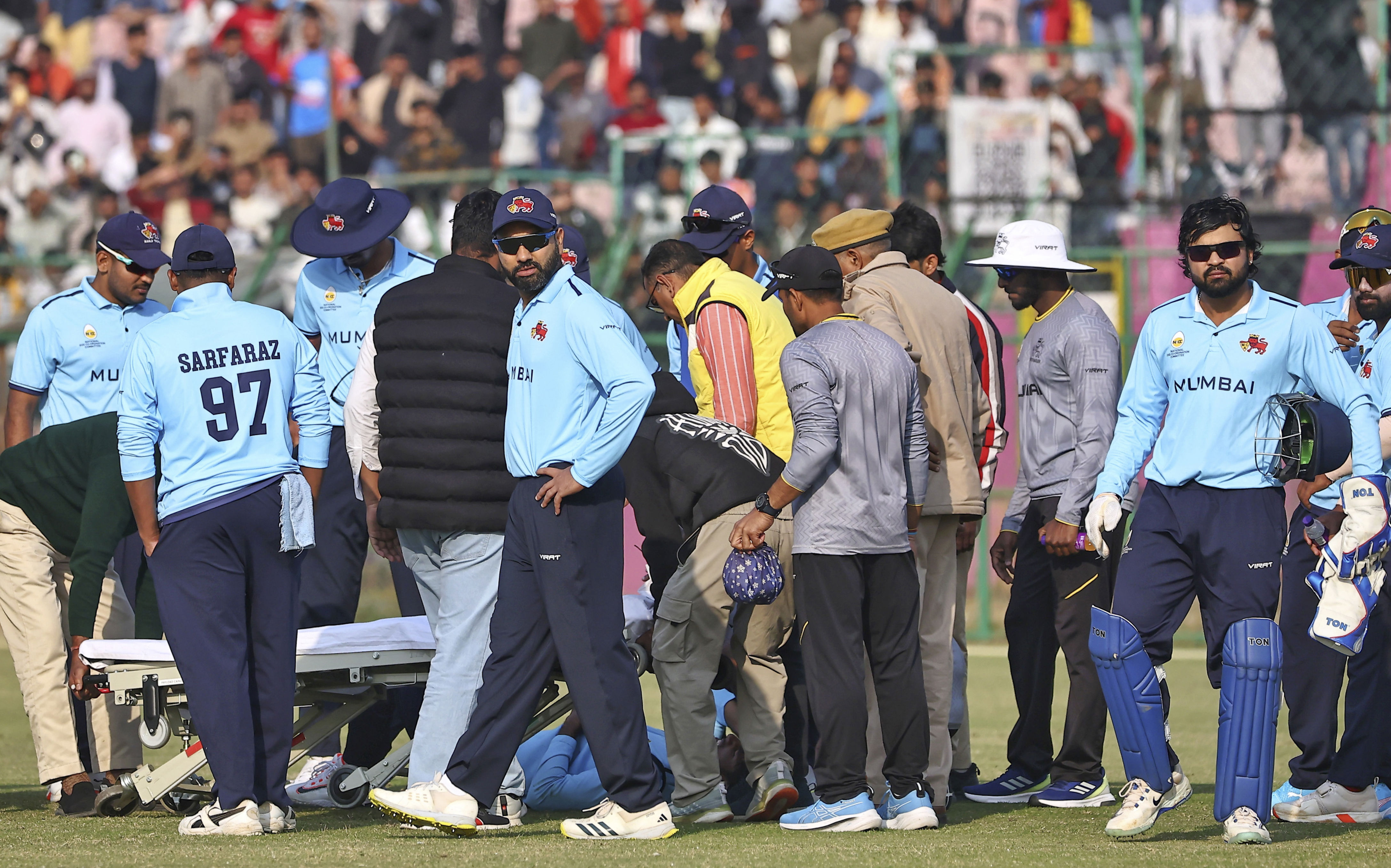 Mumbai batter Raghuvanshi rushed to hospital after on-field injury