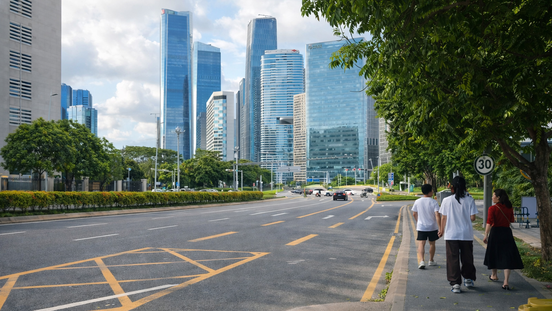 Shenzhen’s business area feels calm and futuristic