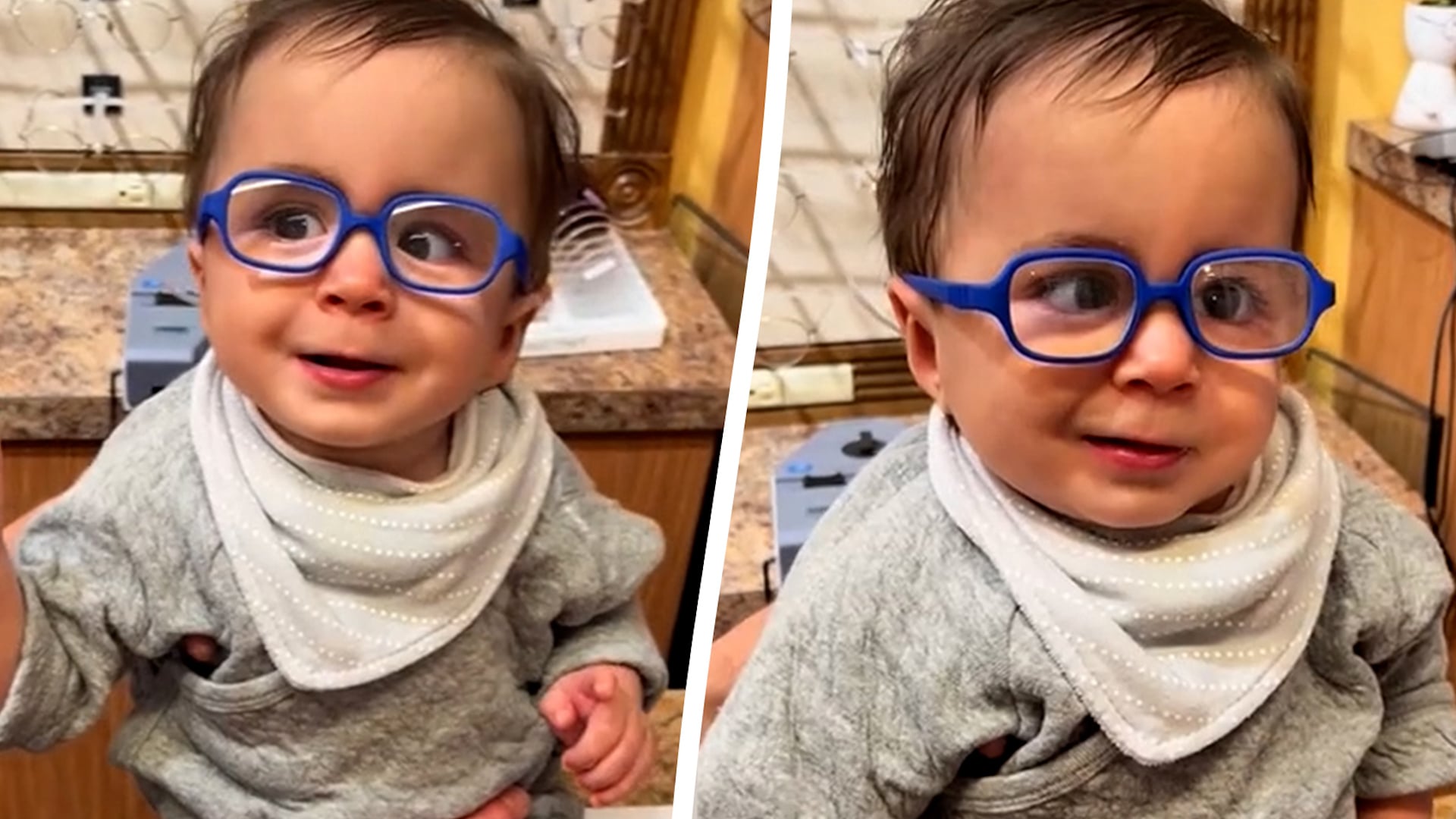 La réaction adorable d'un bébé qui voit correctement pour la première fois