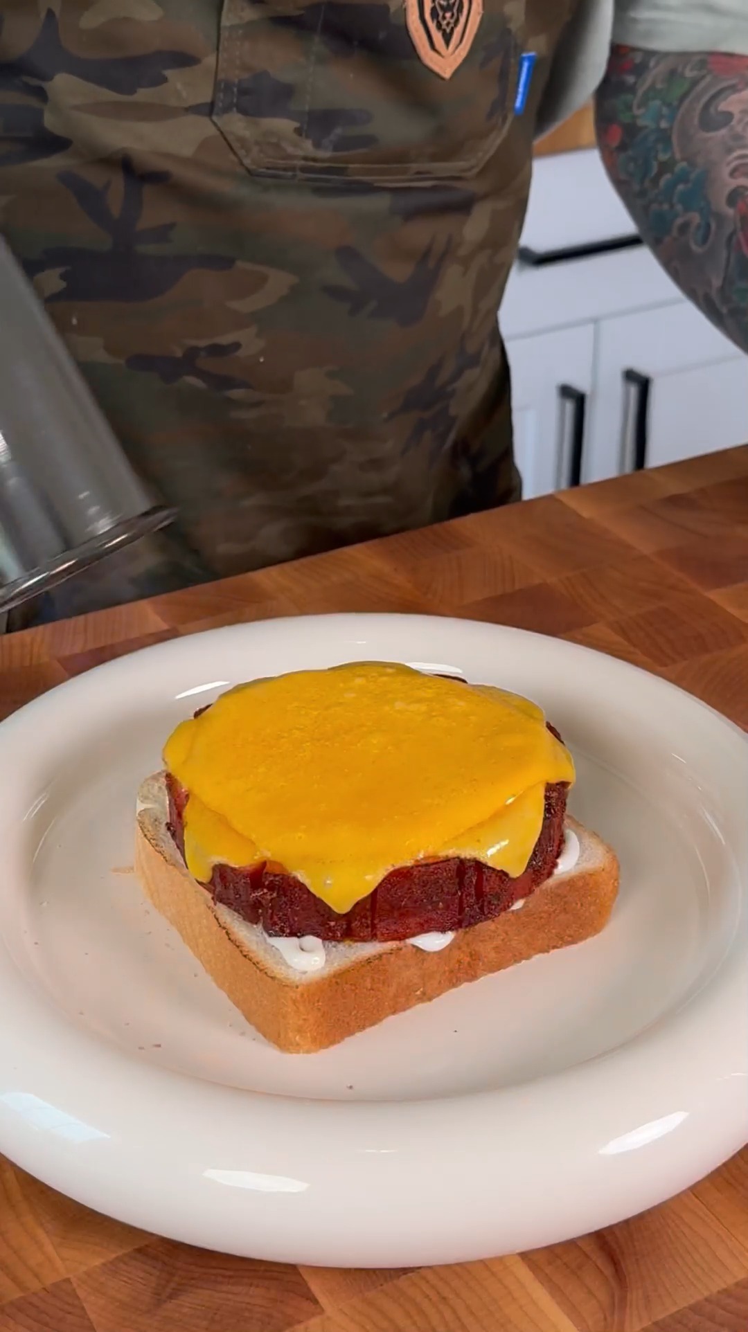 Smoked bologna sandwich