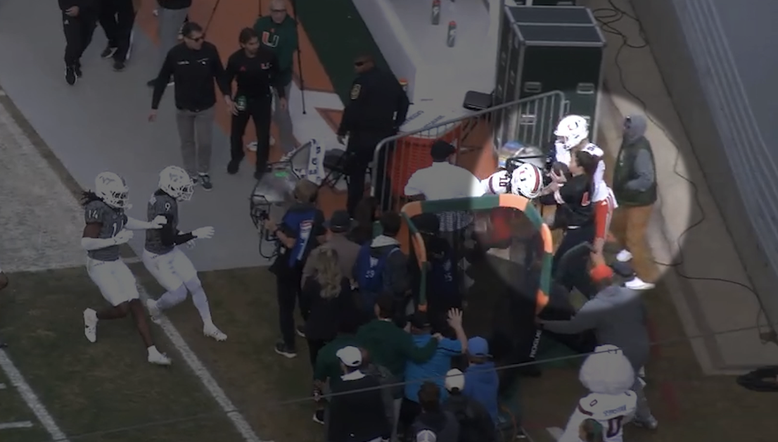 'Not again!': University of Miami reporter hit twice on the sidelines