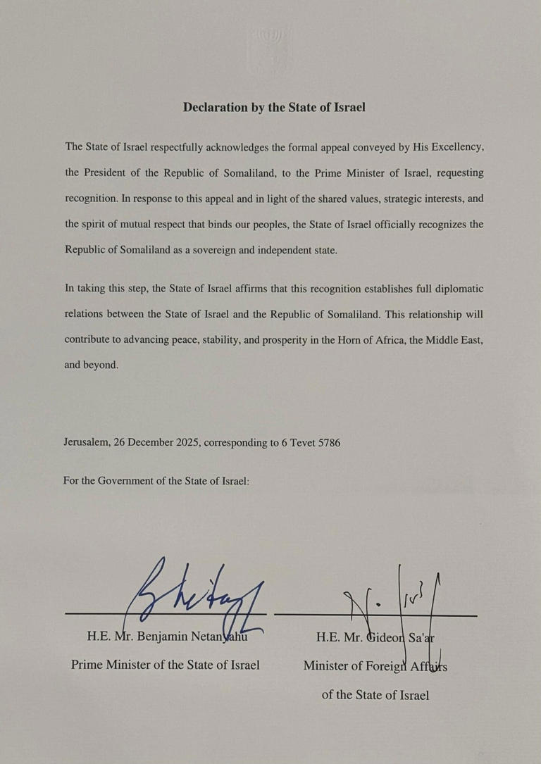 Israel becomes first country to recognize breakaway Somaliland as ...