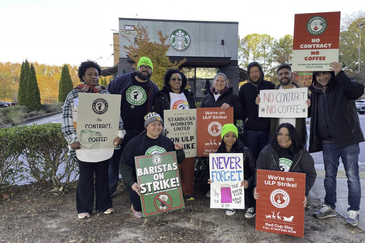 Striking Starbucks baristas spend Christmas on picket line: "We're not ...