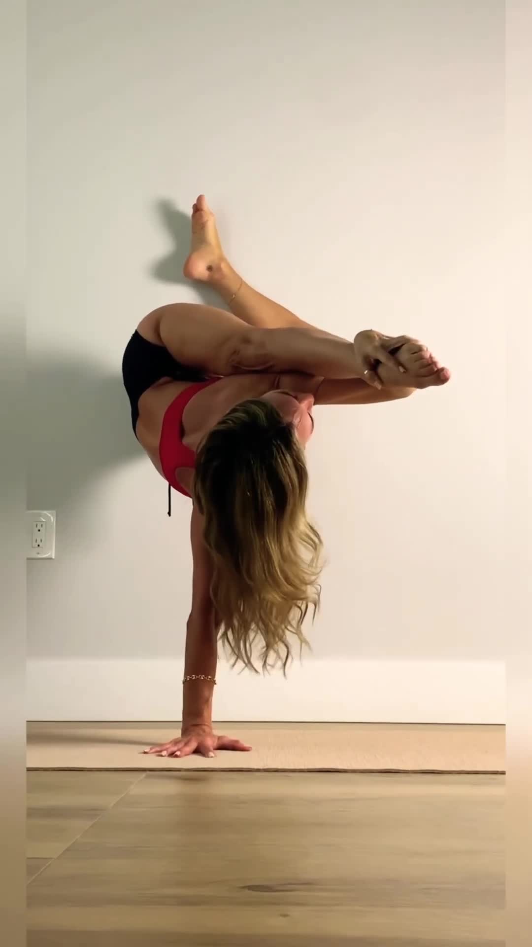 Yoga compass pose on the wall #yoga #fitness #fitnessjourney # ...