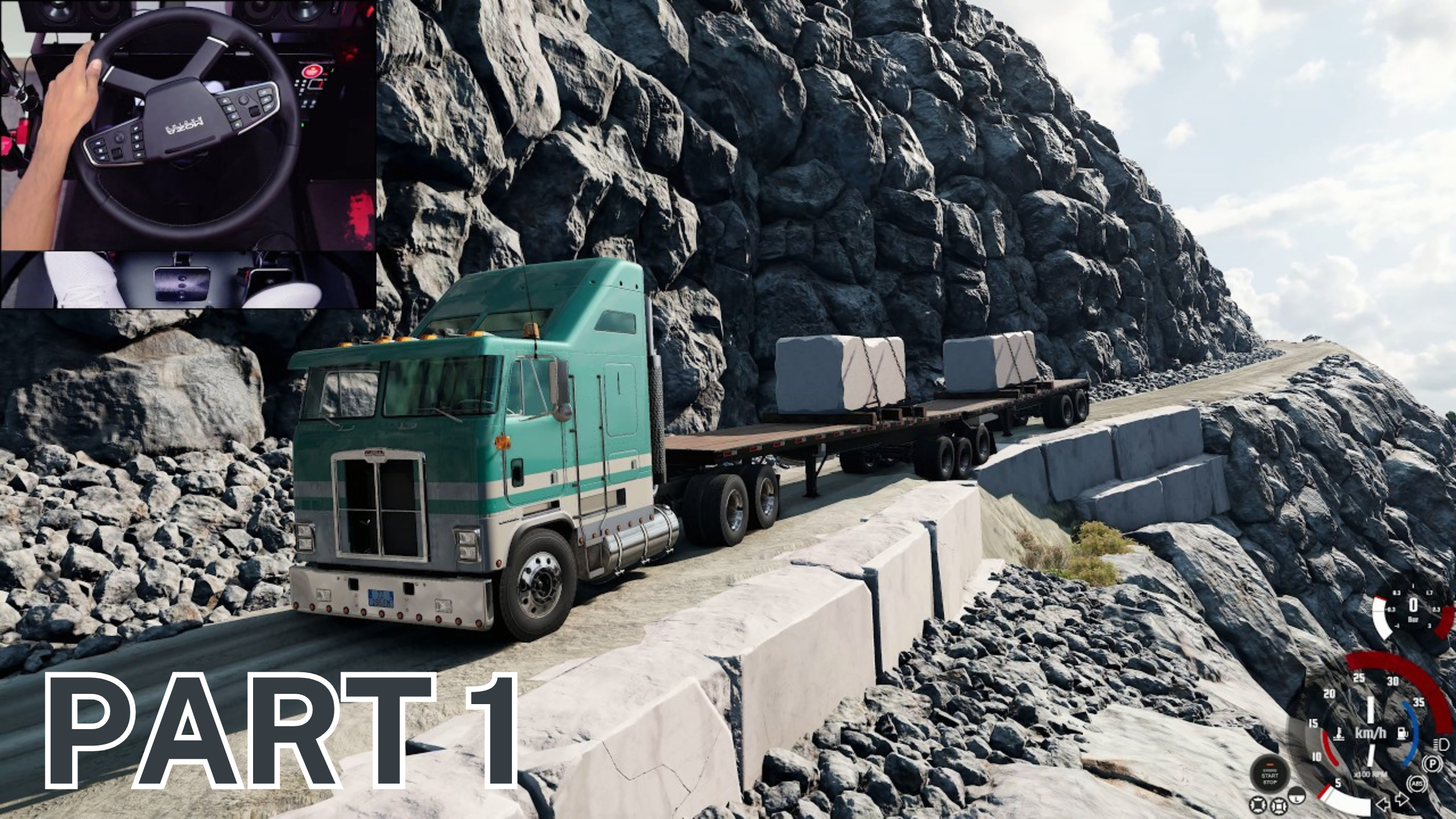 Transporting 40t marble blocks in a quarry – steering wheel gameplay part 1