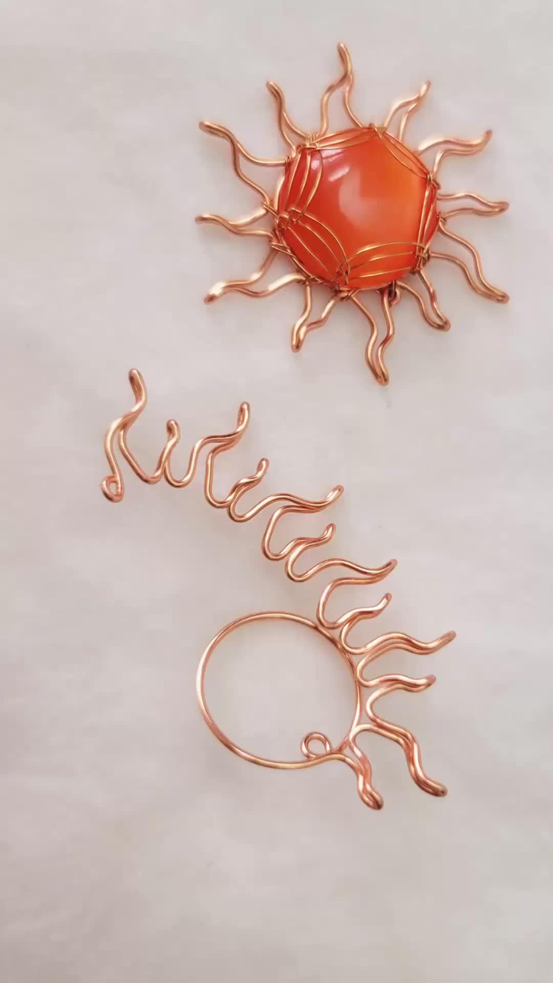 Sun | Sunflower | Pendant | Round cabochons | Wire wrap stone no hole