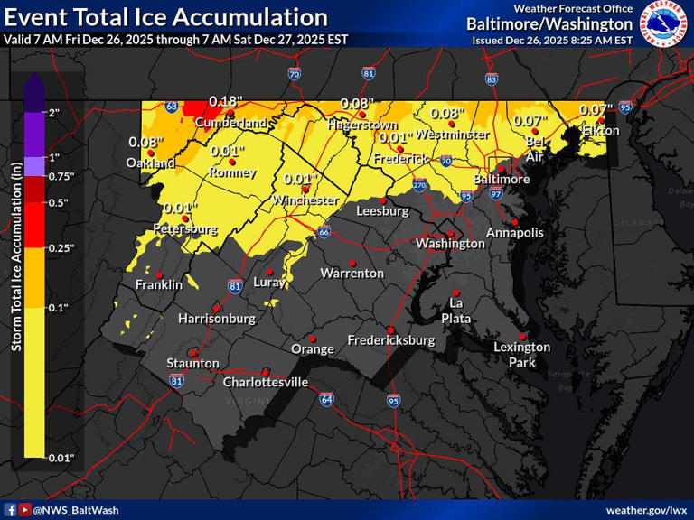 Ice accumulation estimates released for VA ahead of winter storm ...