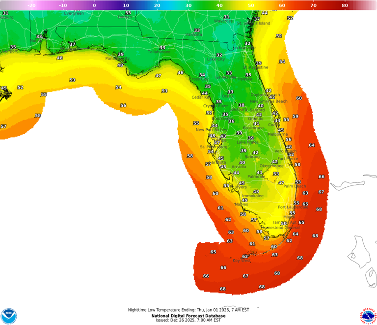 Coldest temperatures of season coming to Florida ahead of New Year's