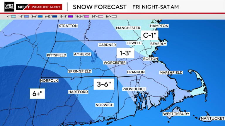 Map shows where in Massachusetts could get plowable snow tonight into ...
