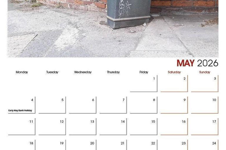 Man creates 'rubbish' 2026 calendar featuring 12 of his favourite bins ...