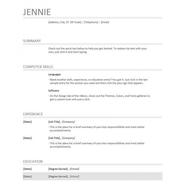 How to create an easy resume using Office 365