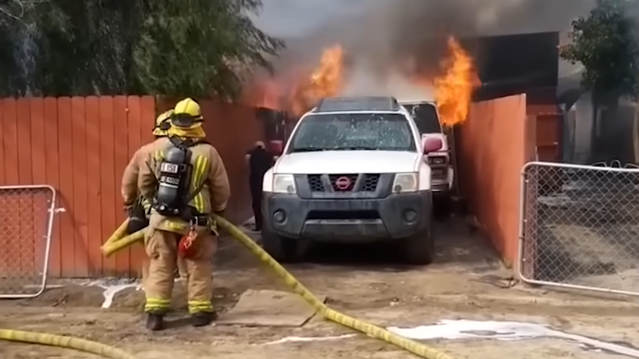 Watch how a man ran into a burning house to save his dog