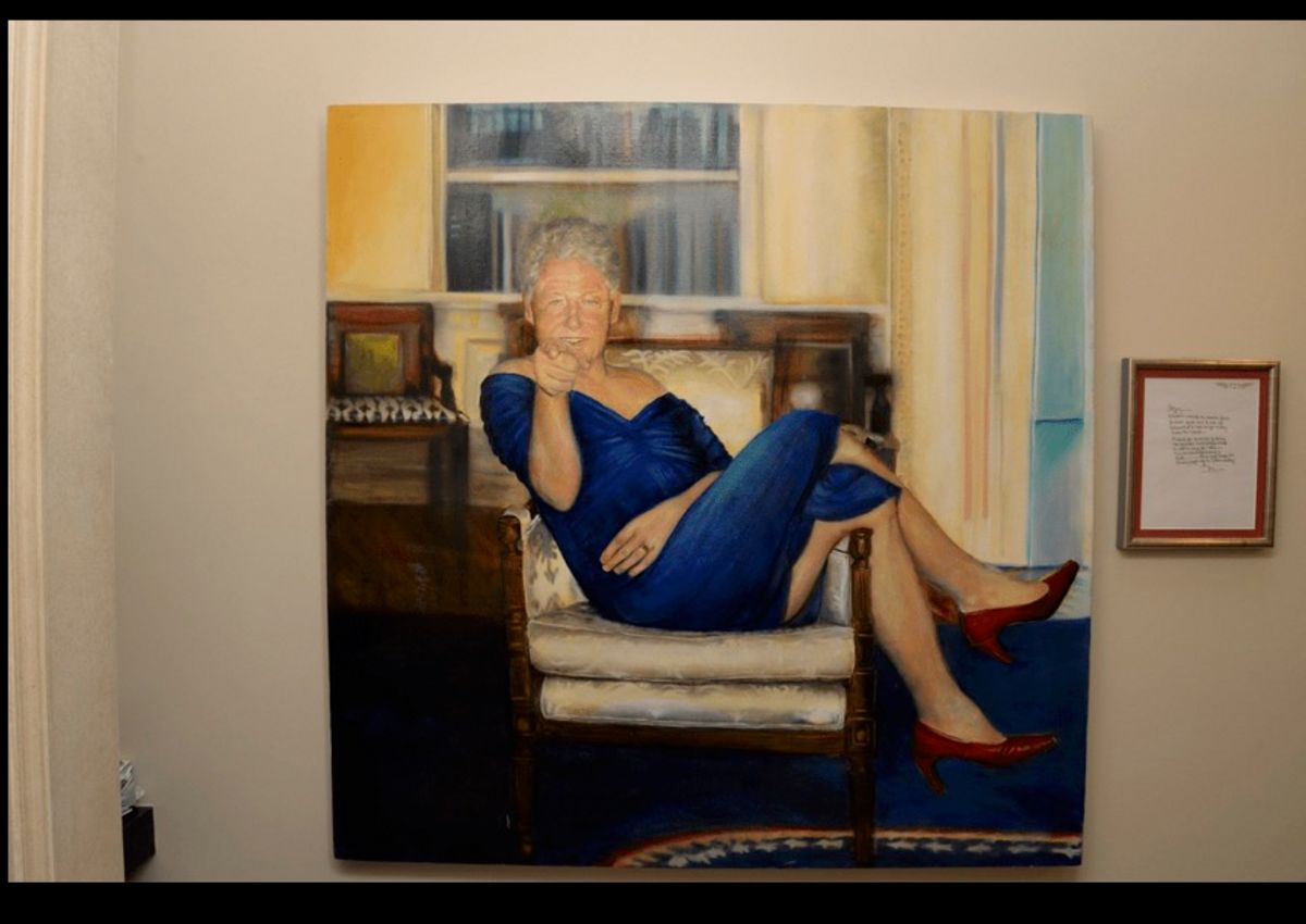 Epstein owned painting of Bill Clinton in a blue dress. Here's context