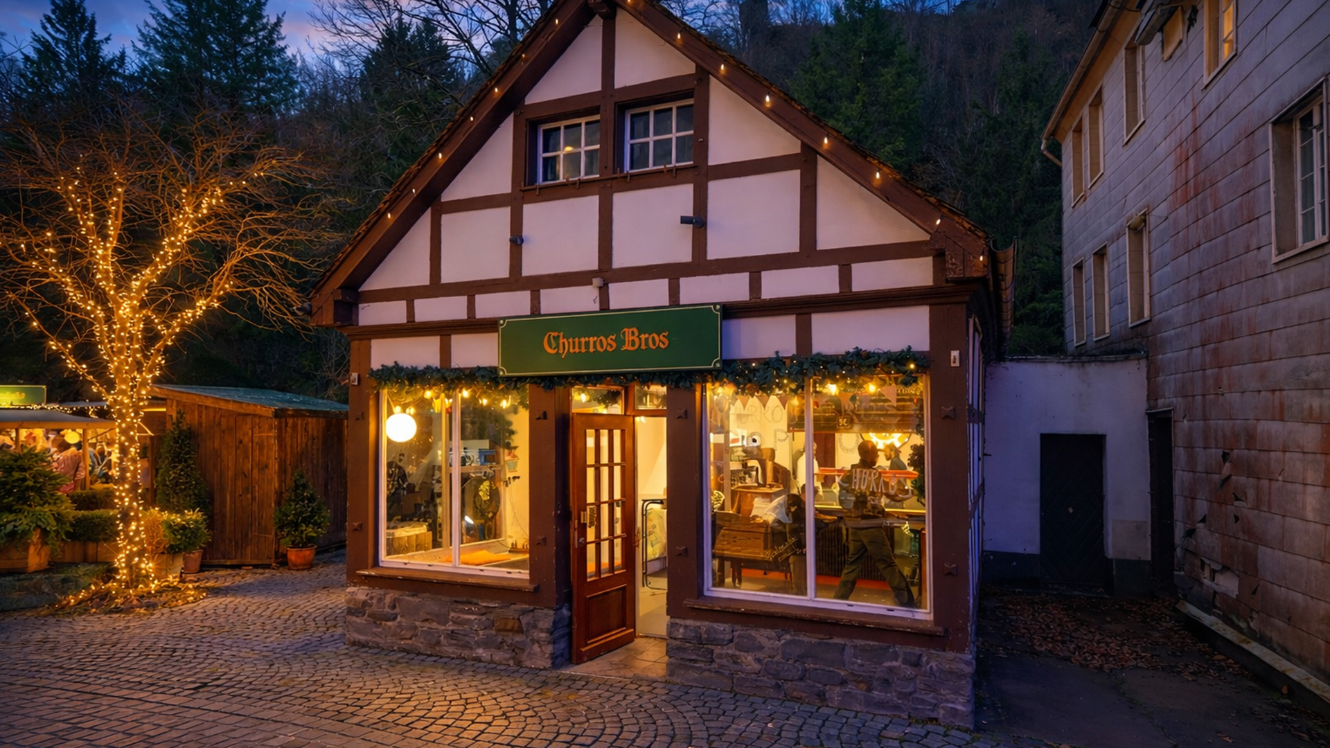 Monschau Germany: Storybook Christmas night walk (4K)