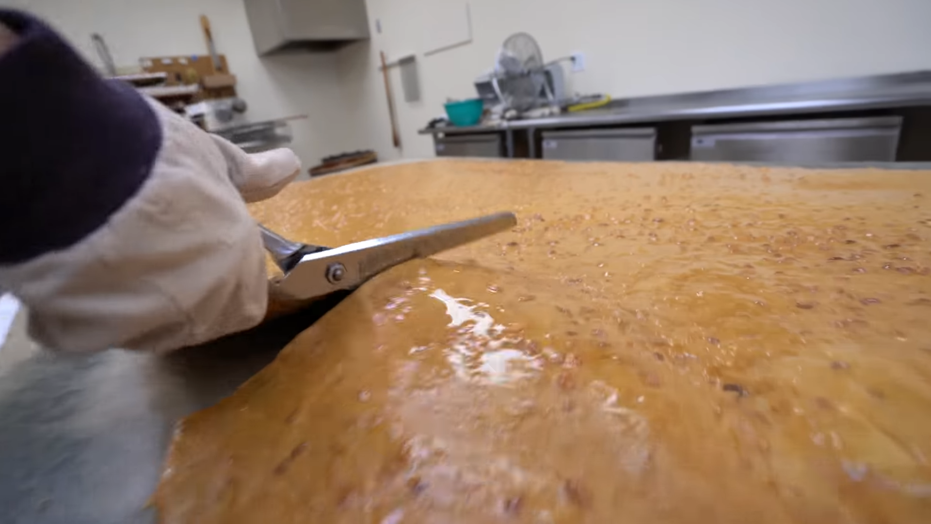 Inside a family kitchen making peanut brittle