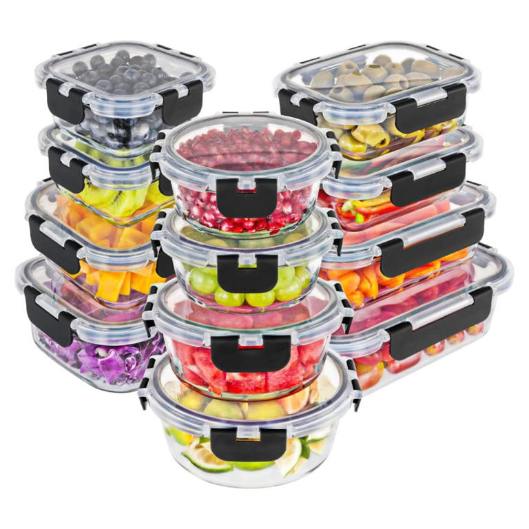 Amazon is selling a 24-piece glass food storage container set with nine ...