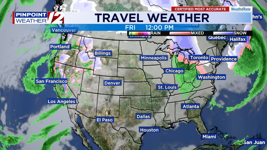 WPRI 12 travel outlook 12/26/25: A look at the weather across the country
