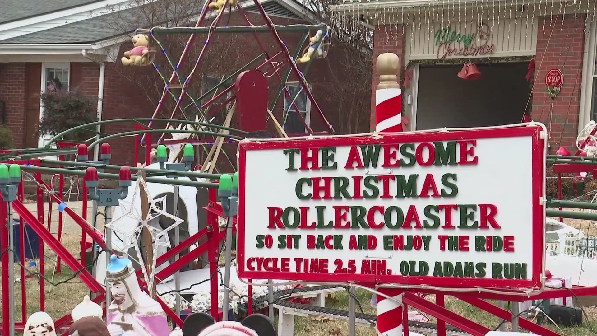 Neighborhood stuns with 18-foot-tall Christmas roller coaster display