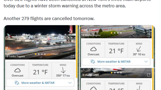 Winter storm warning: Over 1,000 flights cancelled as snowfall hits ...