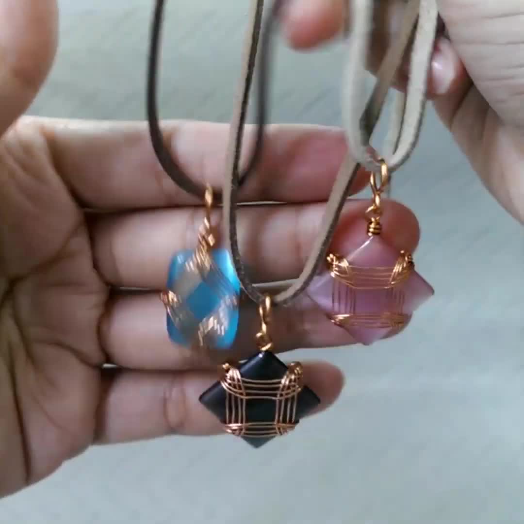Pendant | square and rectangular | Wire wrapped stones without holes ...