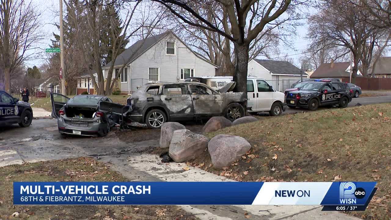 Three vehicles damaged in Milwaukee crash; 3 men arrested
