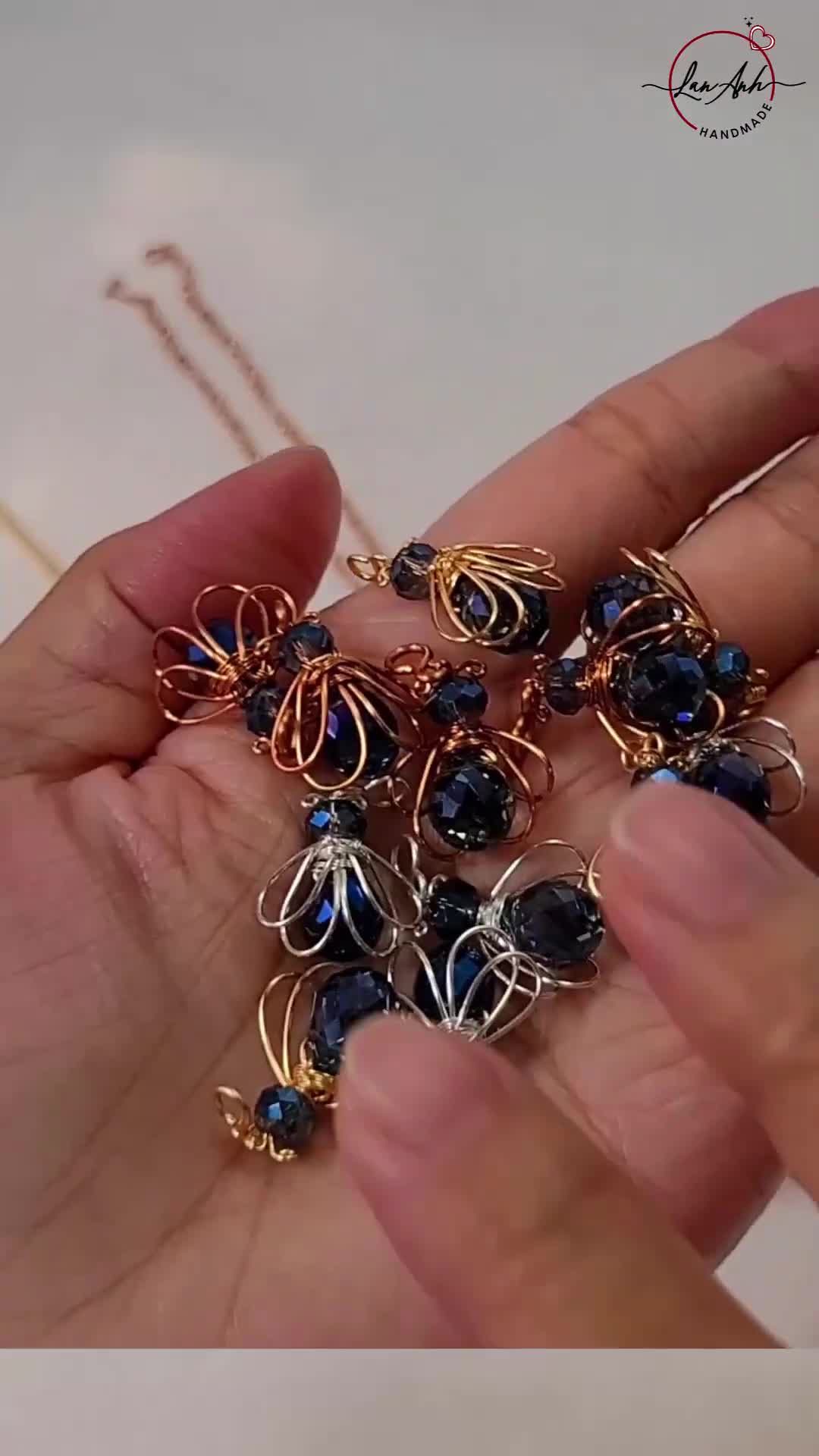 Making firefly pendant with 3 wire colors: gold, silver, copper # ...