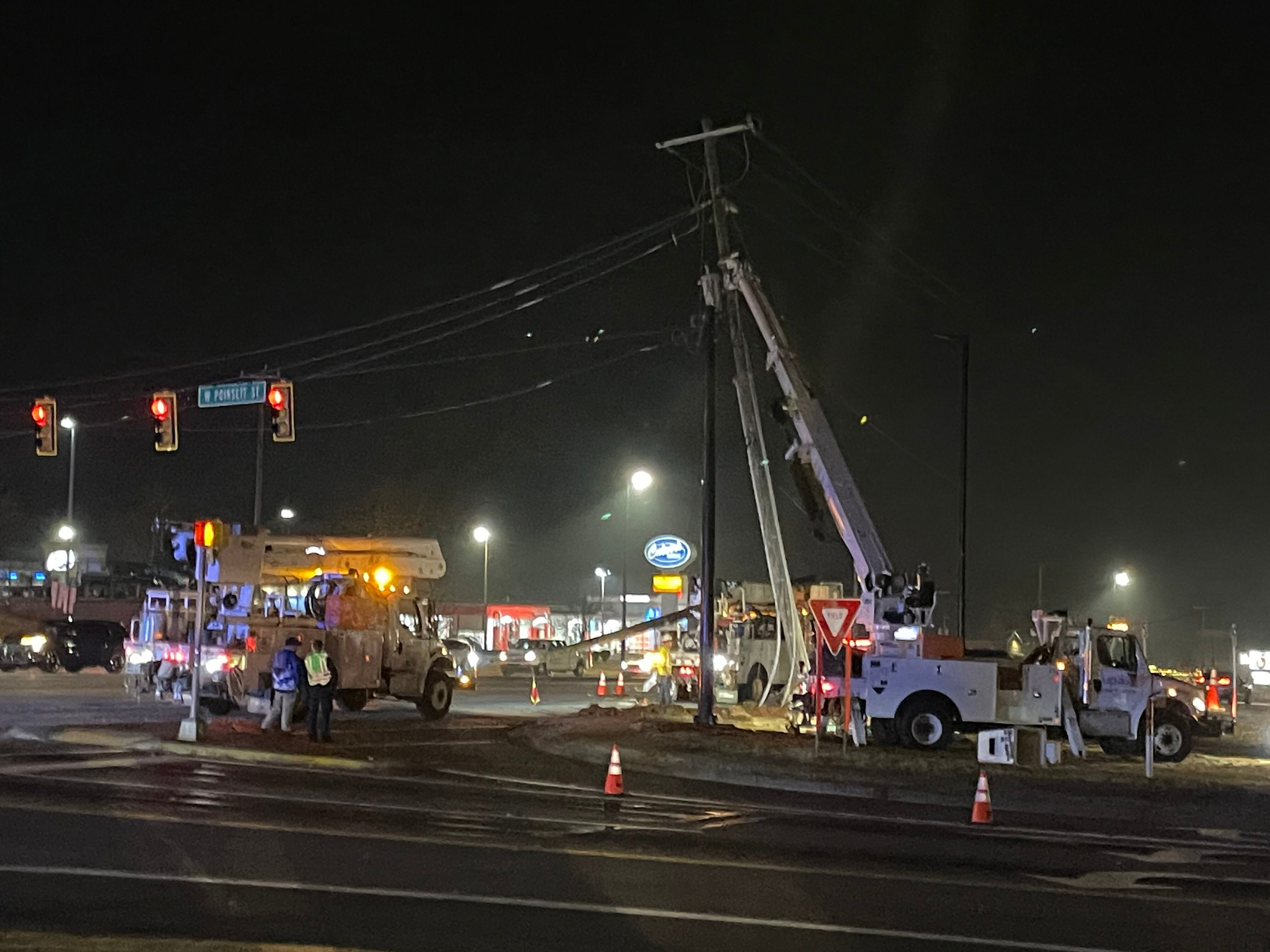 Crews work to fix utility pole after truck crash in Greer, officials say
