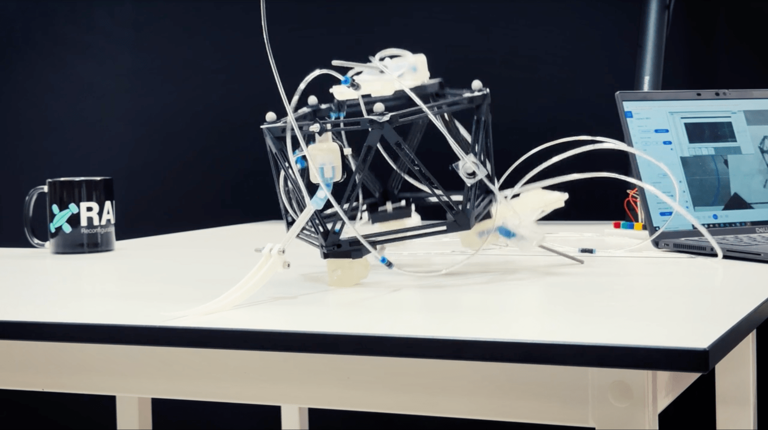 Air-powered soft robots think, sense and move with no electronics