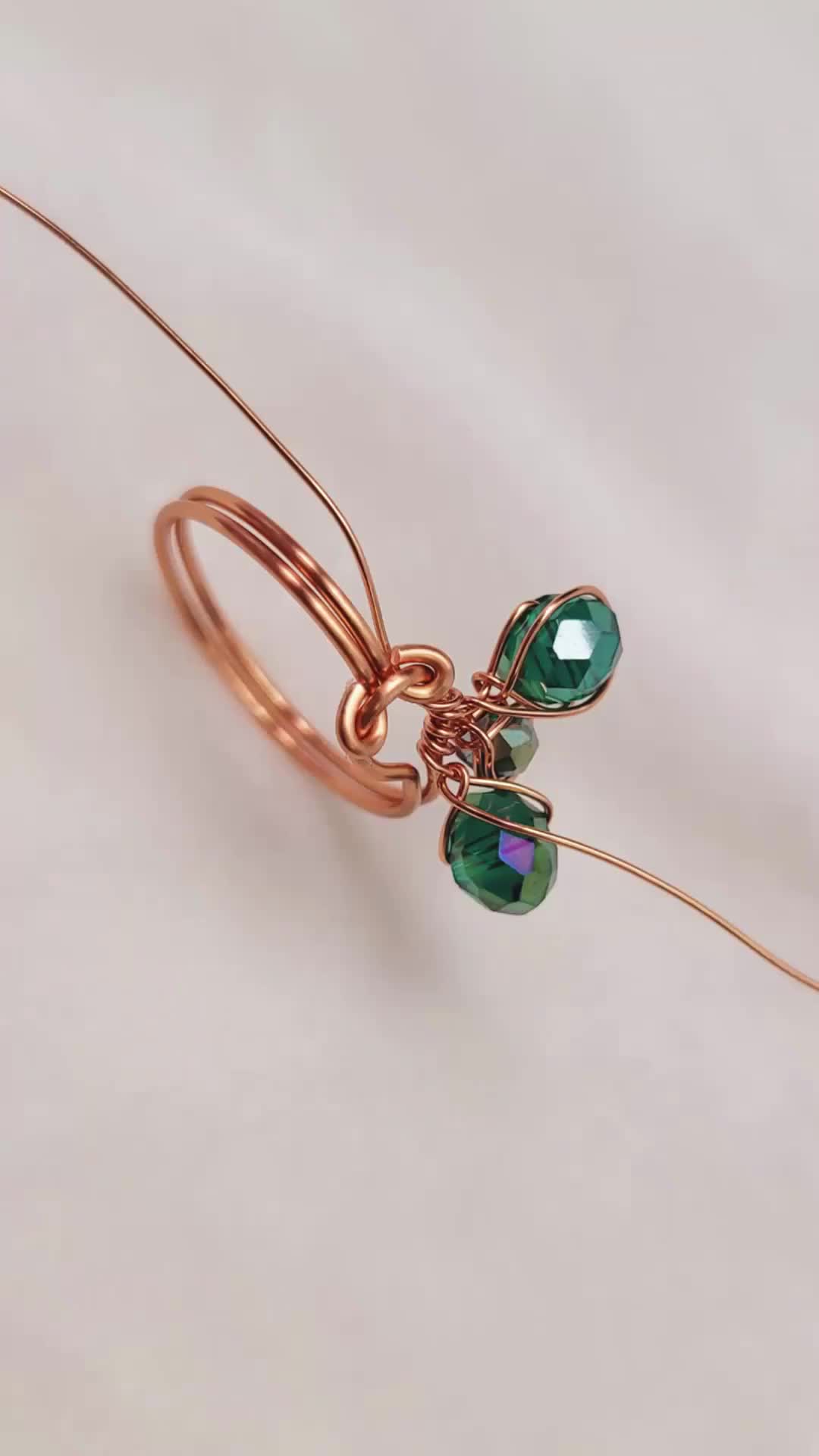 Flower ring 🏵️ sparkling crystal 💍 jewelry beads and copper wire | DIY